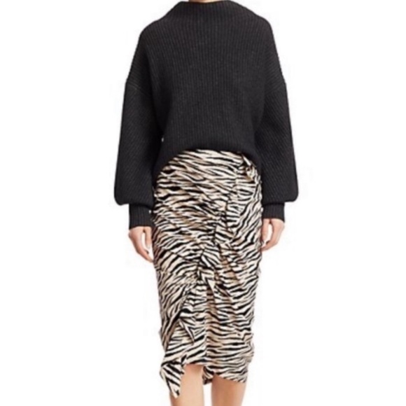 A.L.C. | Skirts | Alc Zebra Patterned Silk Blend Midi Skirt 4 | Poshmark